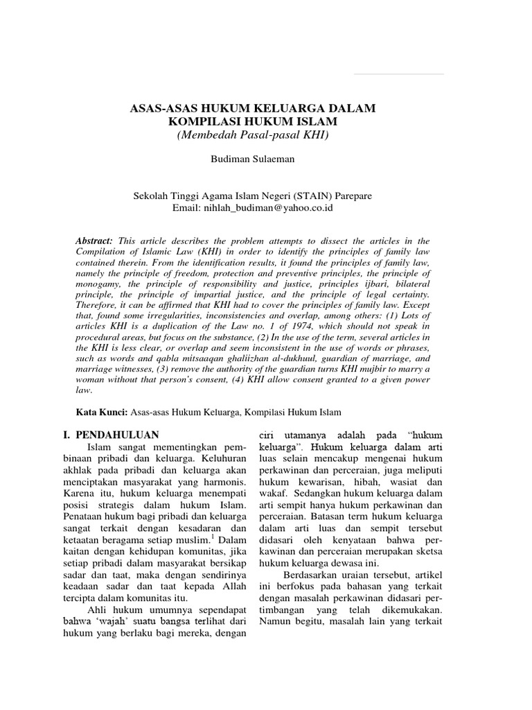 Asas Asas Hukum Keluarga Dalam Kompilasi 10206e3c | PDF
