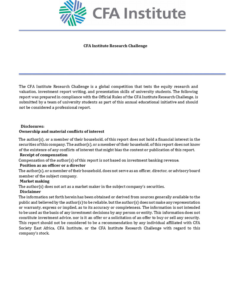 Team 1 Makerere University Cfa Report | PDF