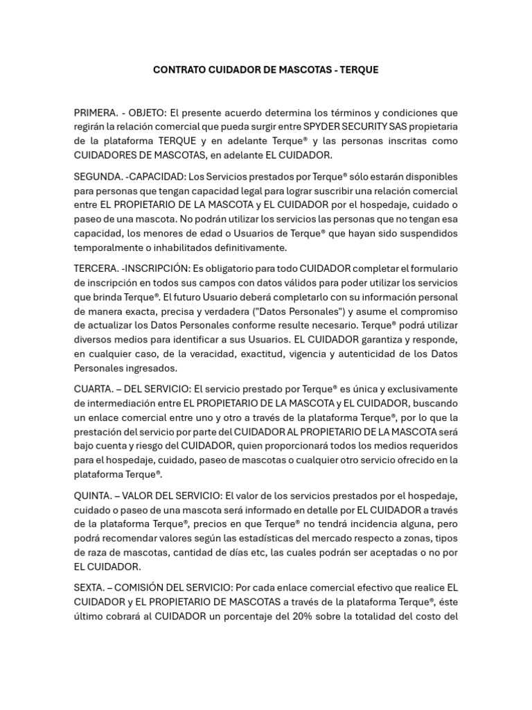 Contrato Cuidador | PDF