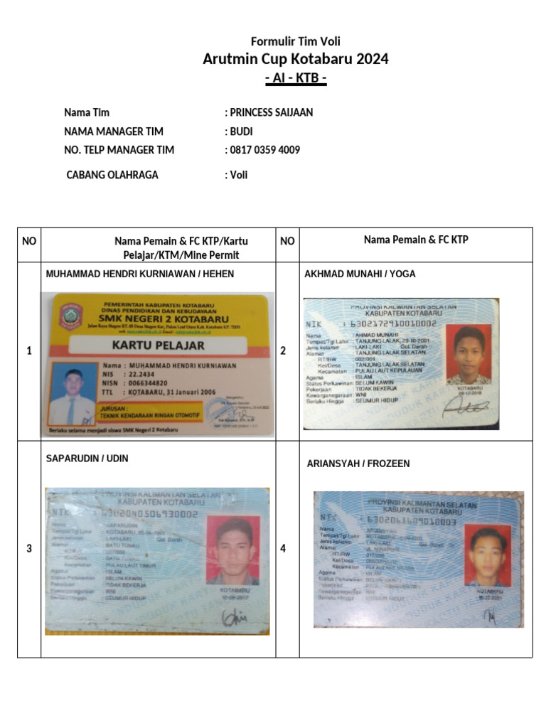 Pendaftaran Voli - Arutmin Cup Kotabaru 2024 | PDF