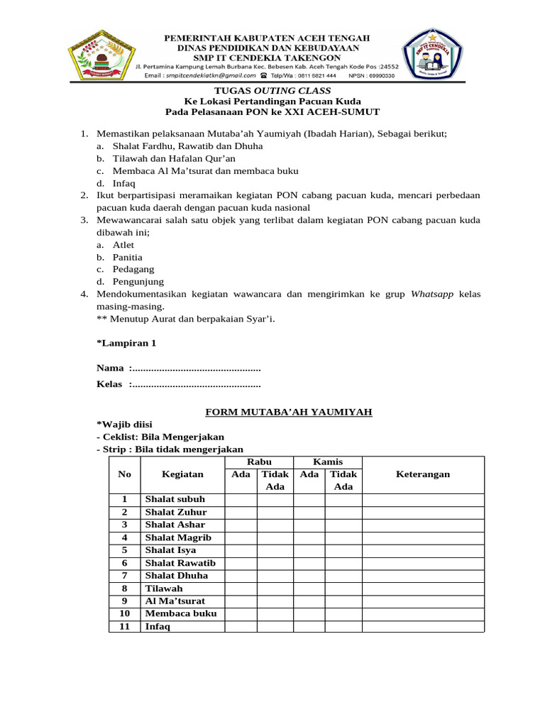 Tugas Outing Class | PDF