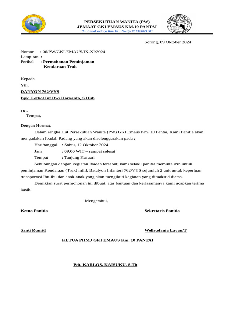 Surat Pinjam Kendaraan | PDF