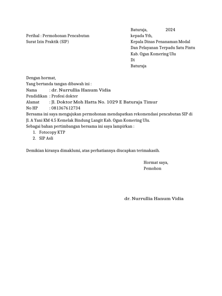 Surat Pencabutan SiP | PDF