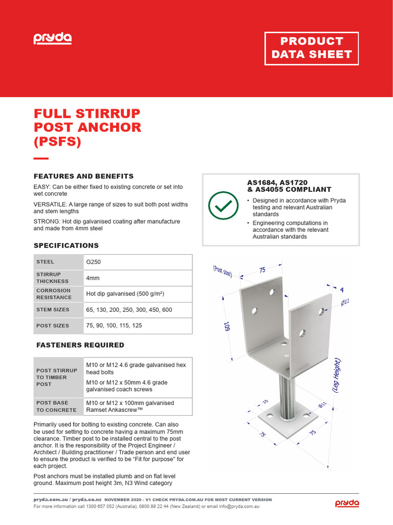 Full-Stirrup-Post-Anchor-Data-Sheet | PDF