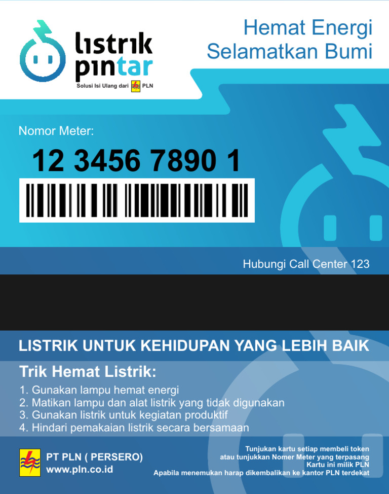 Template Kartu Listrik Pintar PLN 4 PDF Free | PDF