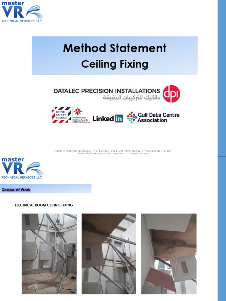 Method Statement - Ceiling Fixing | PDF