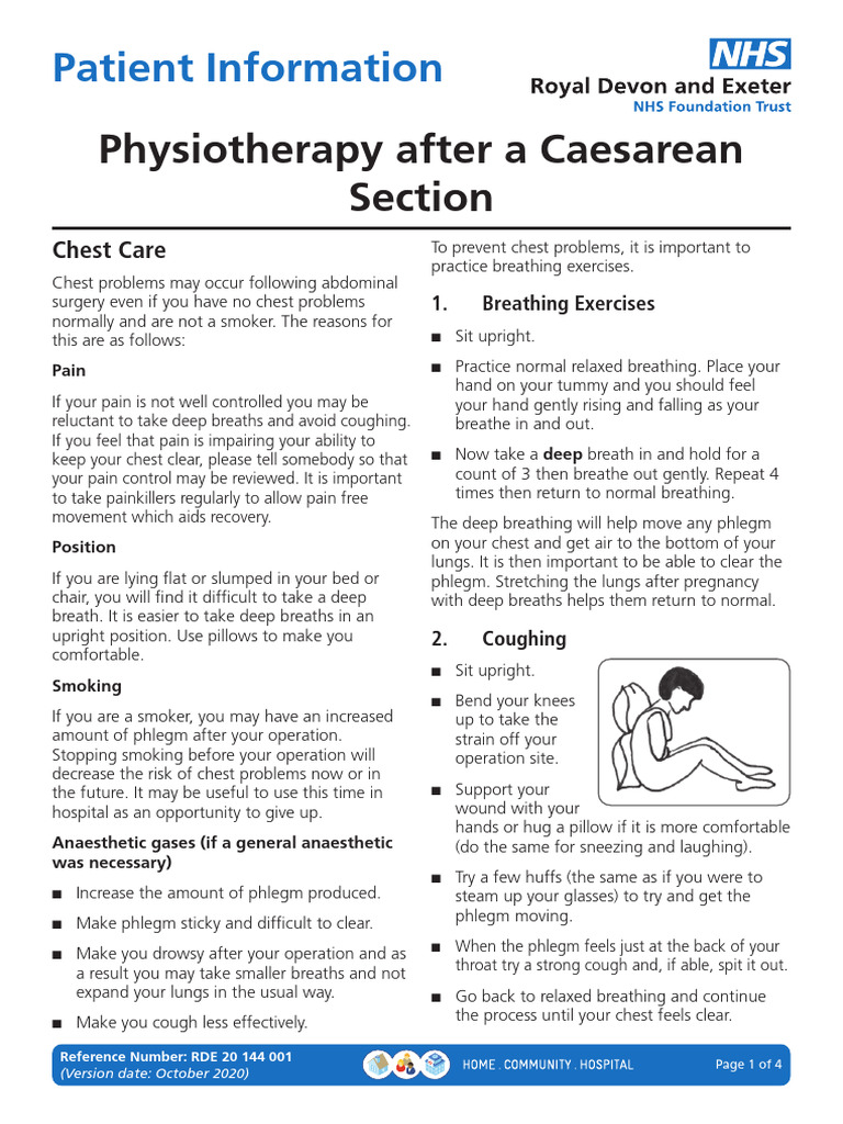 Patient Information Leaflet Physiotherapy After A Caesarean Section Rde 20 144 001 | PDF ...