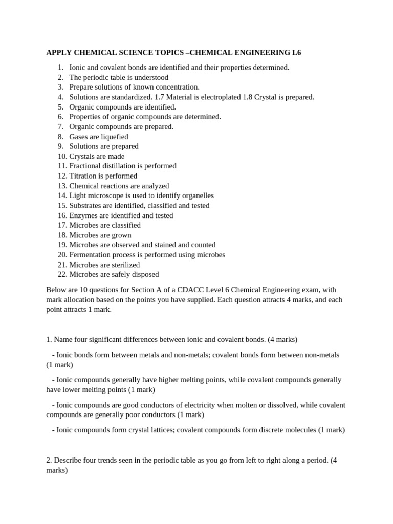Apply Chemical Science Topics | PDF | Chemical Compounds | Ionic Bonding