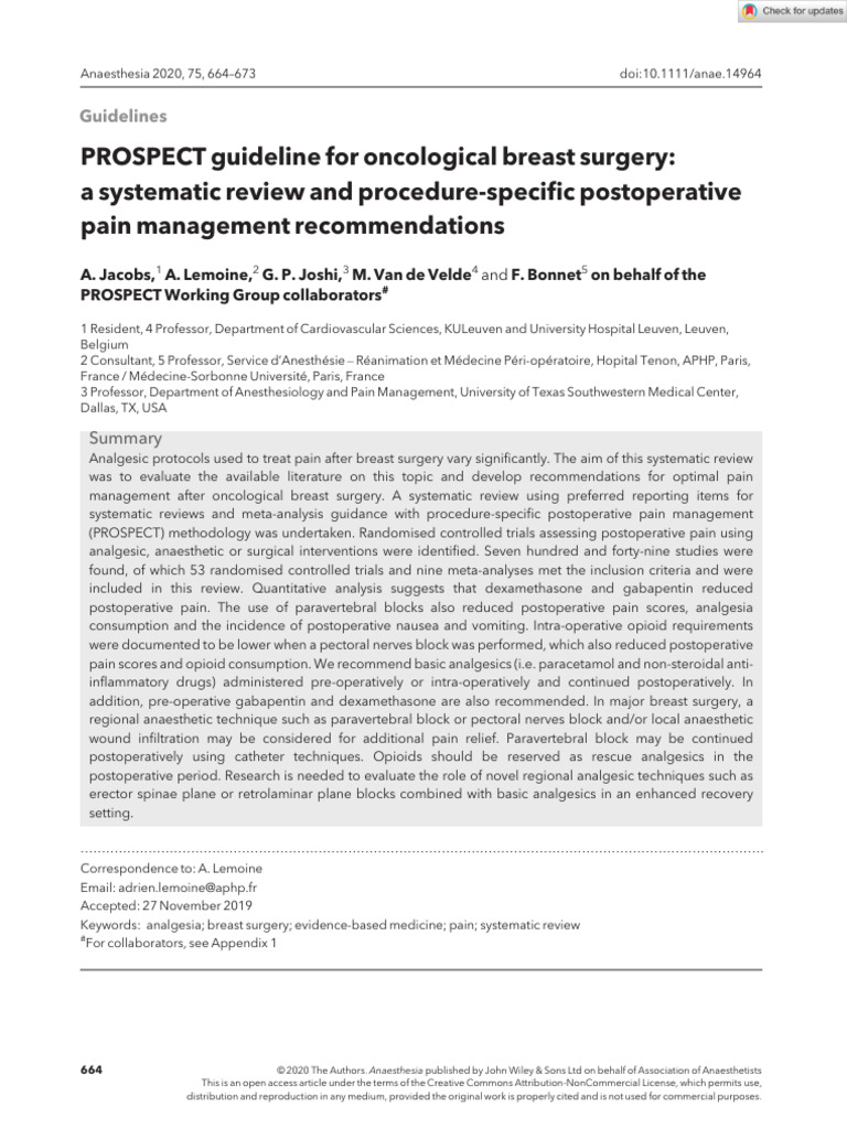 2020 - Jacobs - PROSPECT Guideline For Oncological Breast Surgery A ...