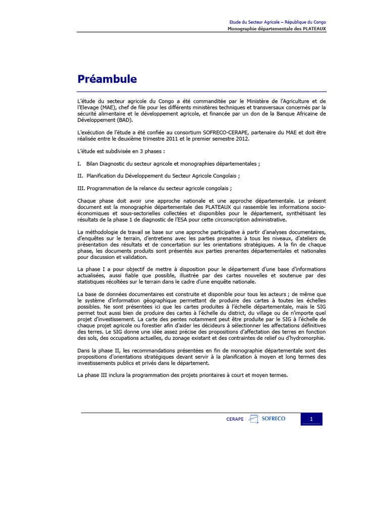 Monographie Plateaux Final SOFRECO-CERAPE | PDF