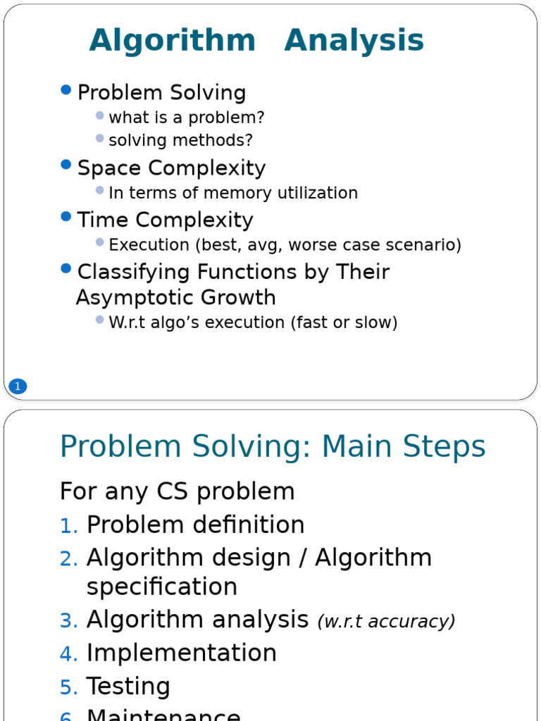 Lec#02 Algorithm Analysis (Problem Solving, Space Capacity, Time ...