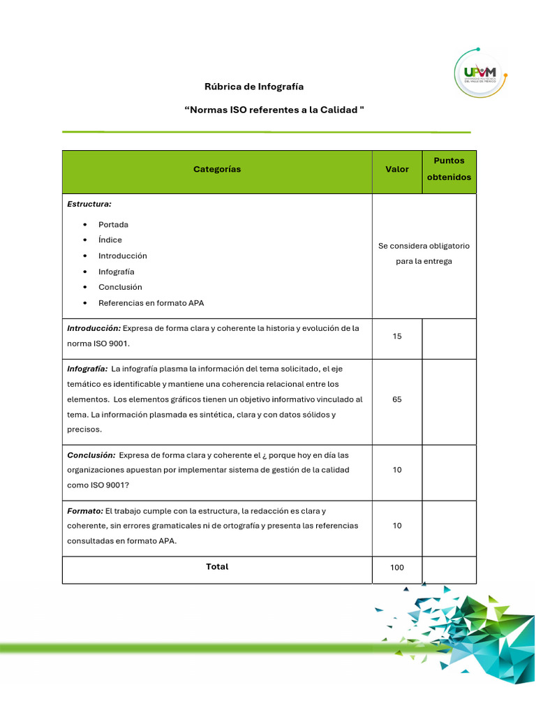 Rúbria Infografía ISO | PDF | Negocios | Arte