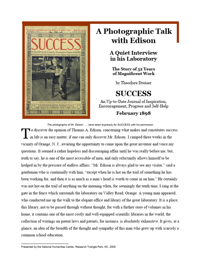 Dreiser Interviews Thomas Edison | PDF