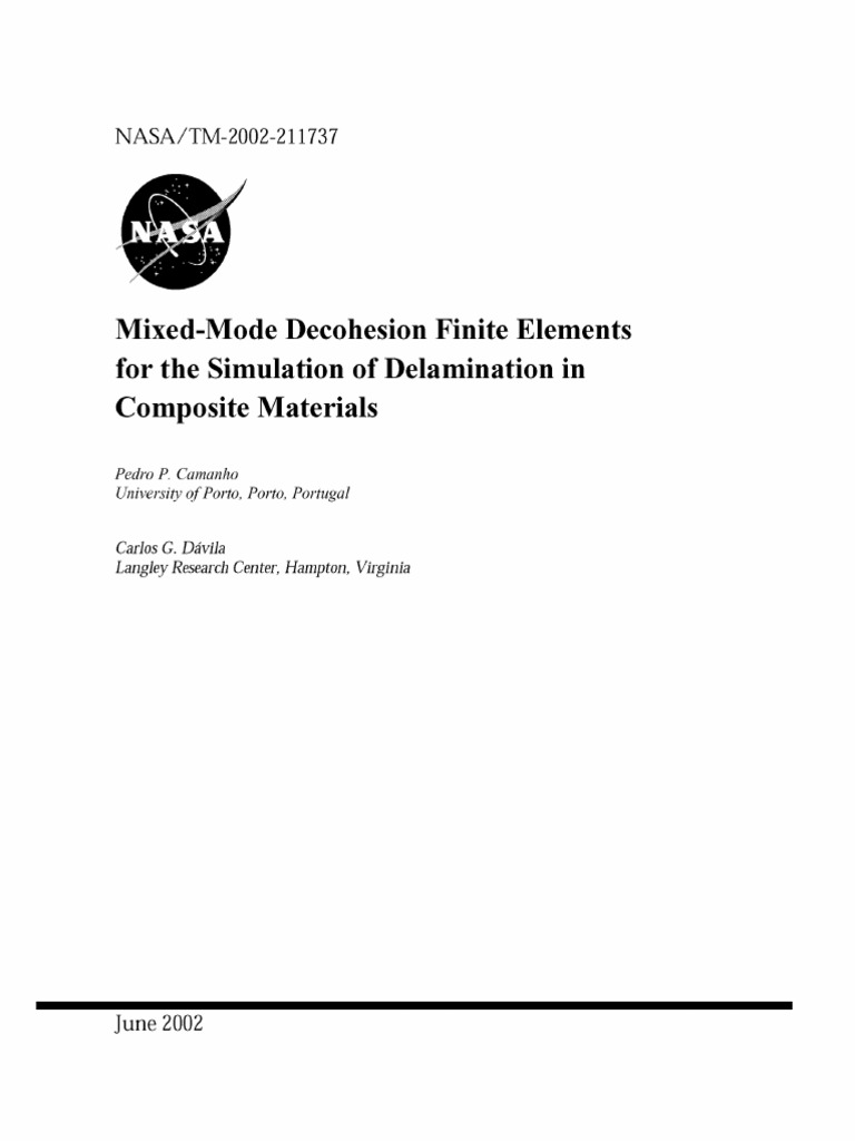 Mixed-Mode Decohesion Finite Elements For The Simulation of Delamination in Composite Materials ...