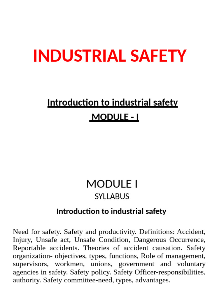 Industrial Safety-Module 1 | PDF