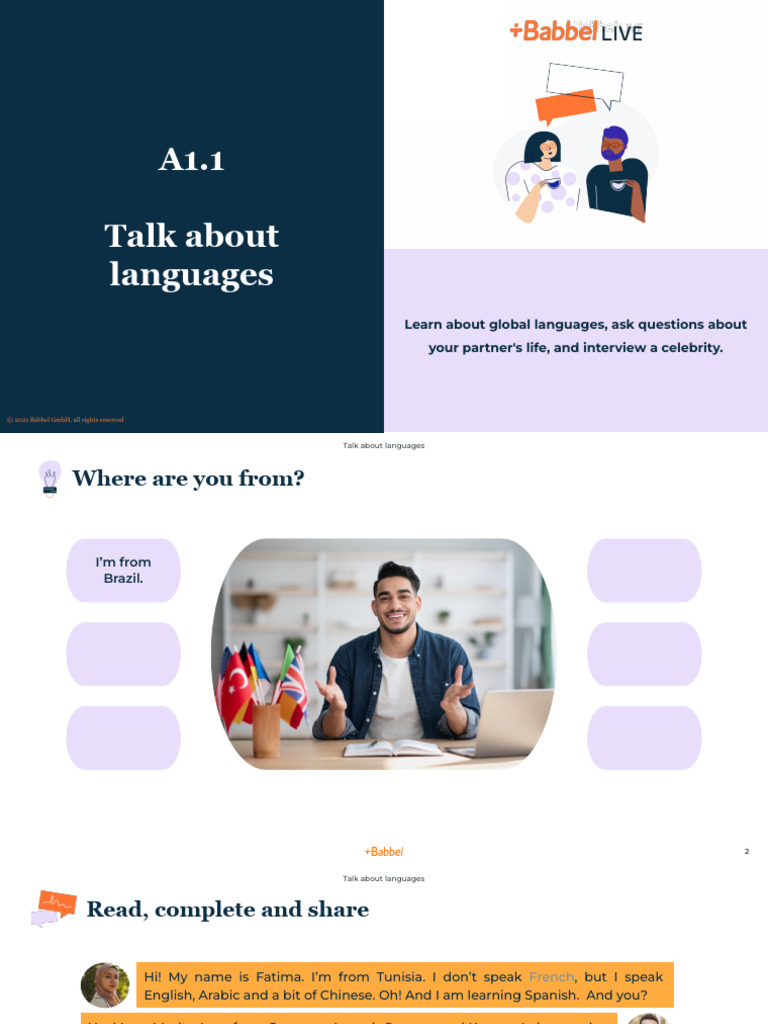 ENG - A1 - 1 - 12 Talk About Languages | PDF