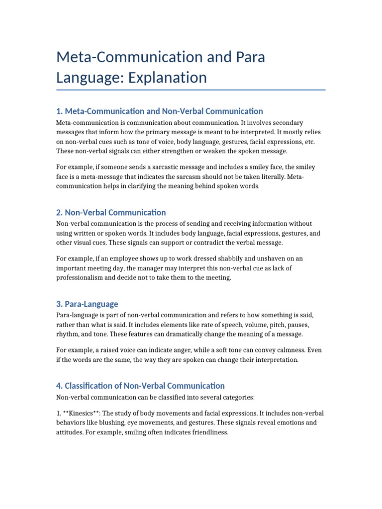 Meta_Communication_and_Para_Language_Explanation | PDF
