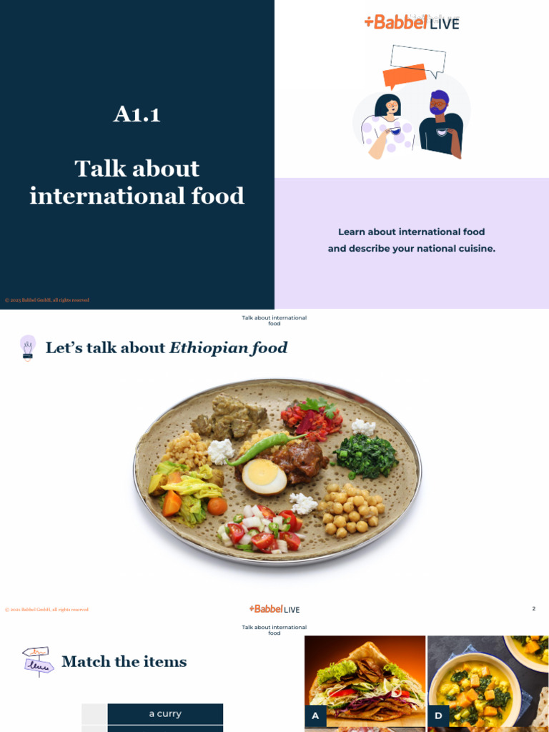 ENG - A1 - 1 - 08 Talk About International Food | PDF