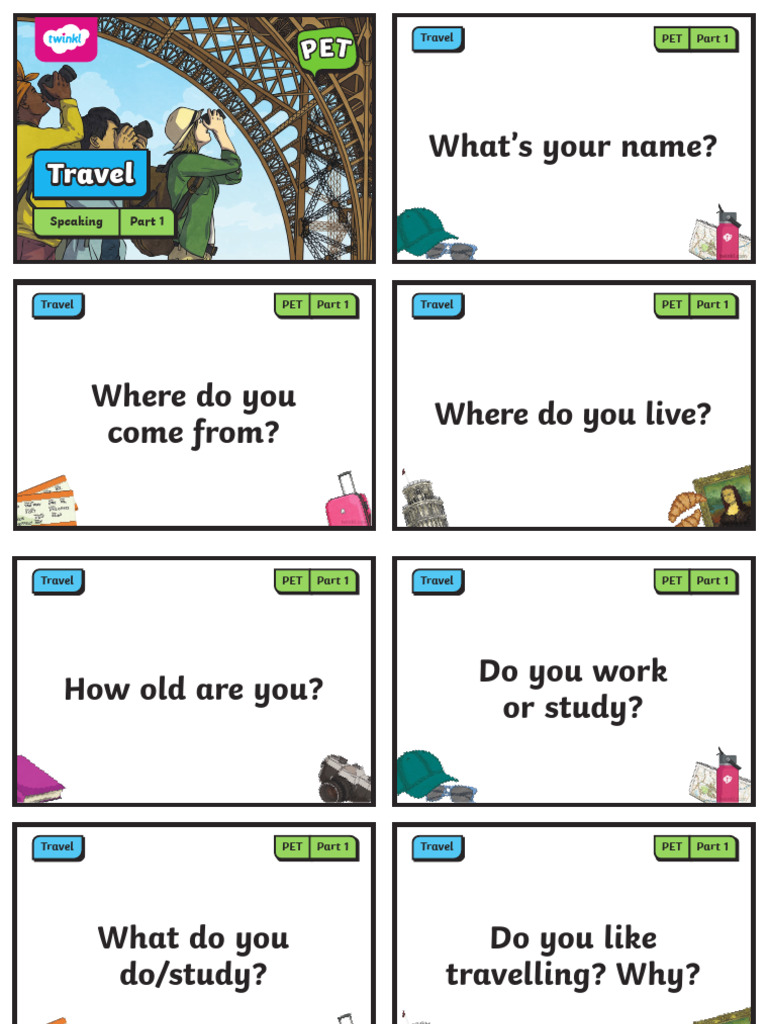 T 1719306308 Esl b1 Pet Speaking Part 1 Travel Teens b1 Ver 3 | PDF