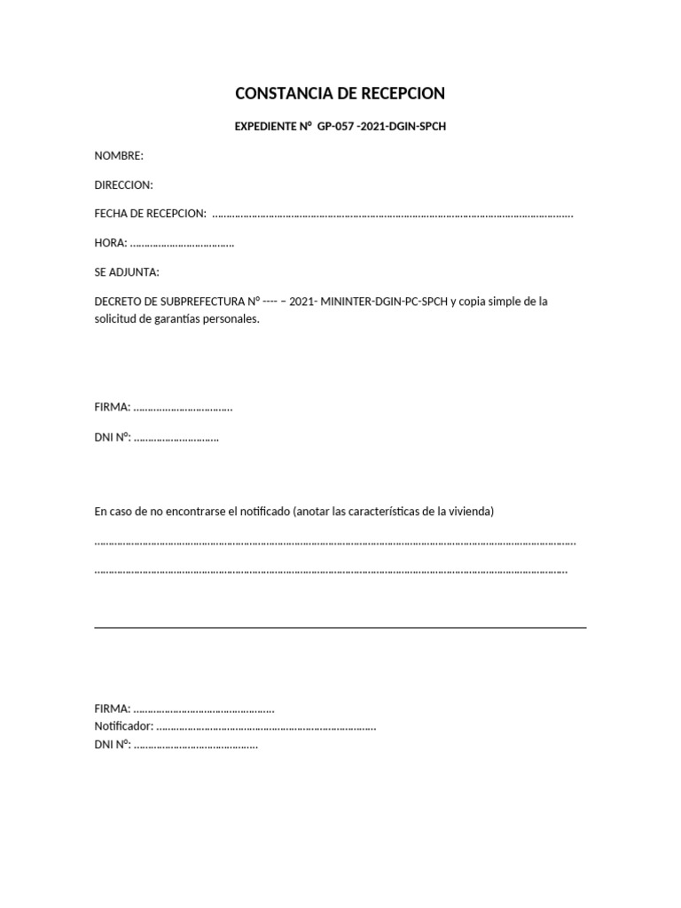 Constancia de Recepcion | PDF