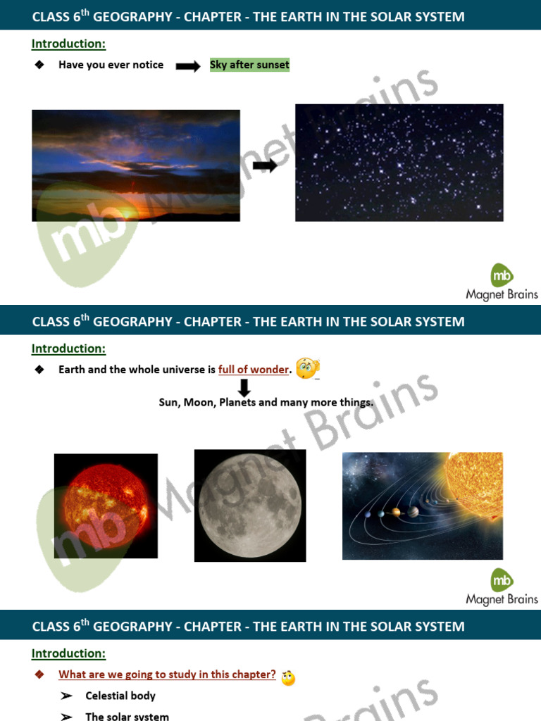 6th Geography - The Earth in The Solar System Notes | PDF