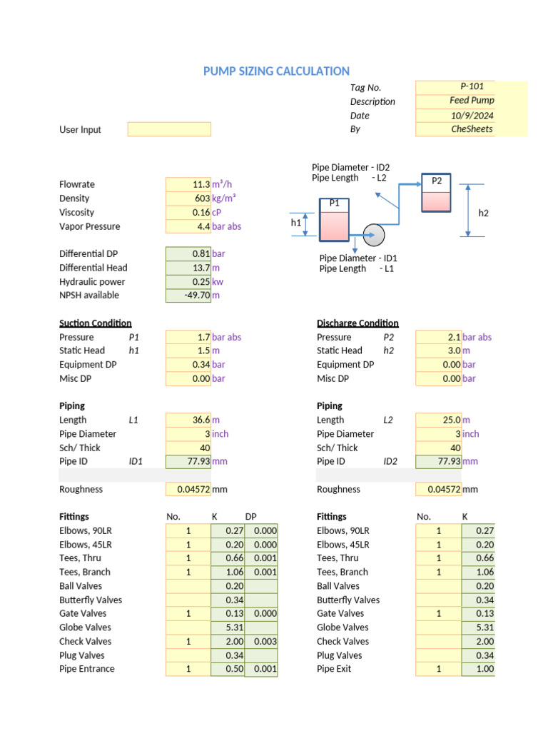 Pump Sizing Calculation | PDF