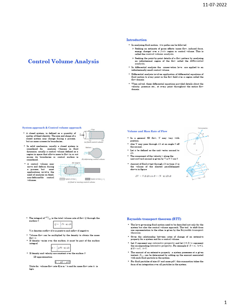 Control Volume Analysis | PDF