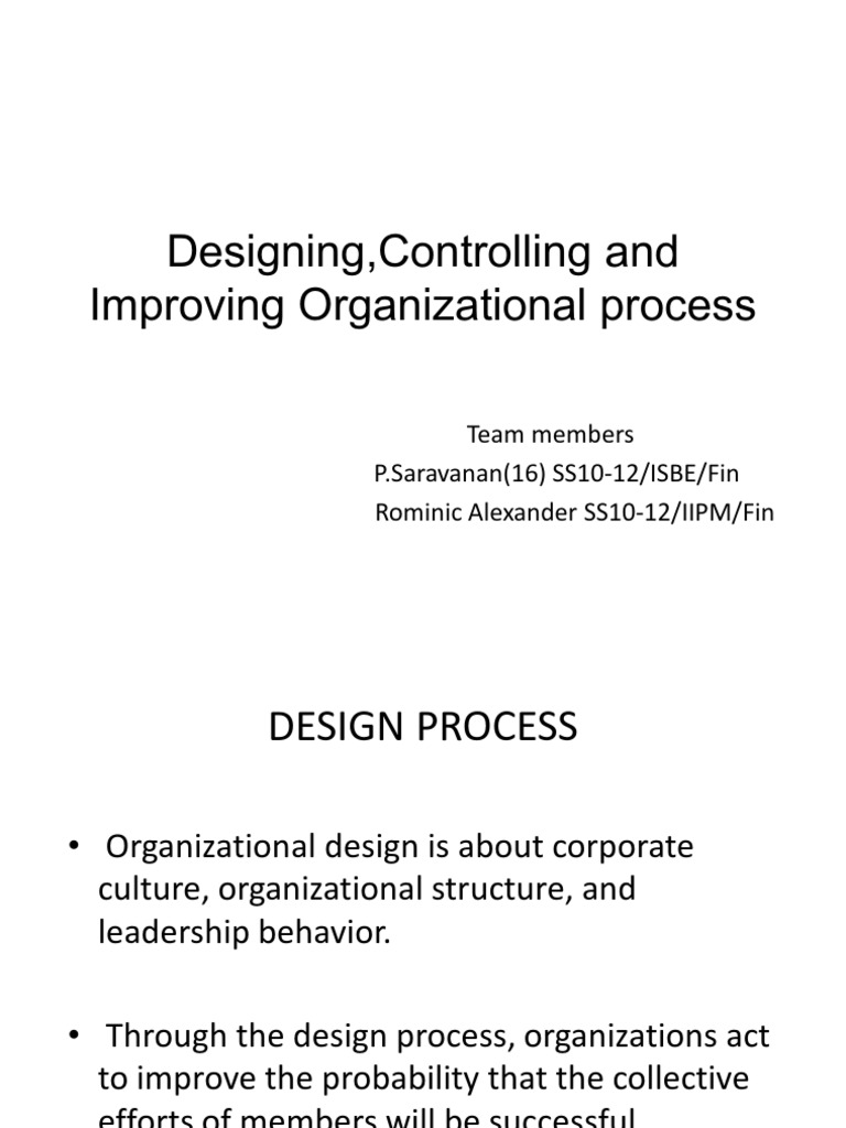 Organizational Process Design, Control, and Improvement: Applying ...