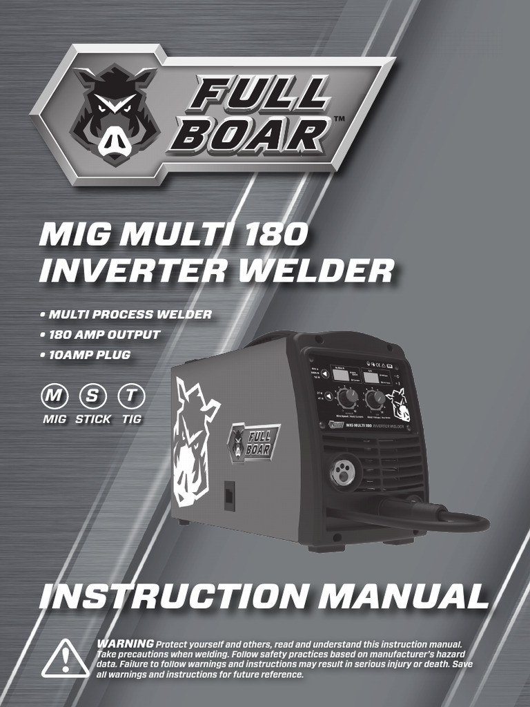 Full Boar MIG Multi 180 Welder Manual | PDF | Welding | Construction