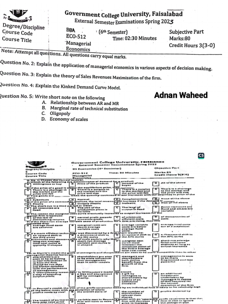 BBA 6th Past Papers by Adnan Waheed | PDF | Technology & Engineering