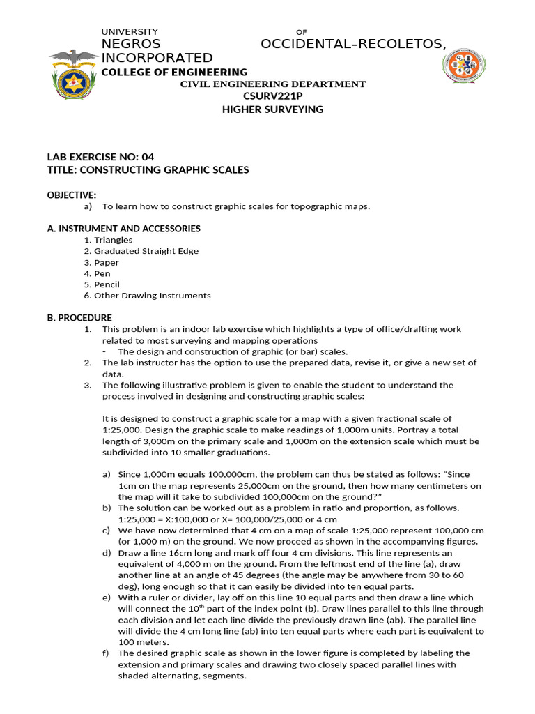 Csurv221p Lab04 Constructing Graphic Scales | PDF