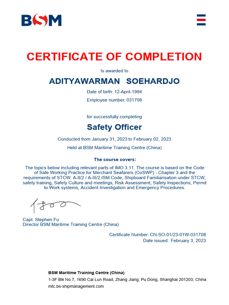 Safety Officer | PDF