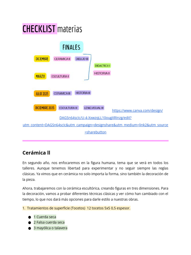 Checklist Materias | PDF