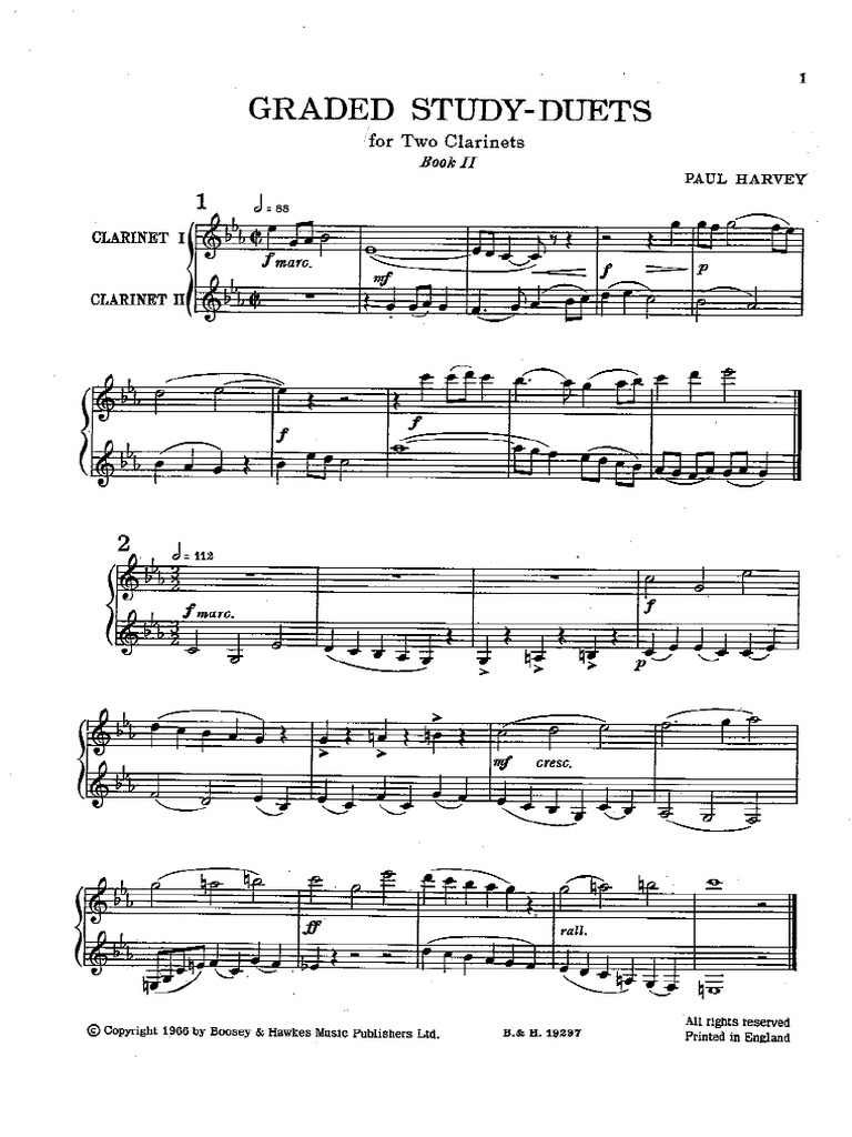 HARVEY, Paul - Graded Study-Duets For Two Clarinets | PDF