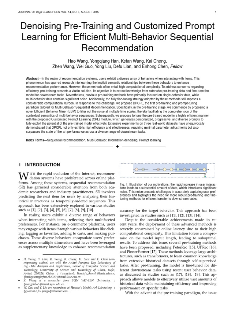 Denoising Pre-Training and Customized Prompt Learning For Efficient Multi-Behavior Sequential ...