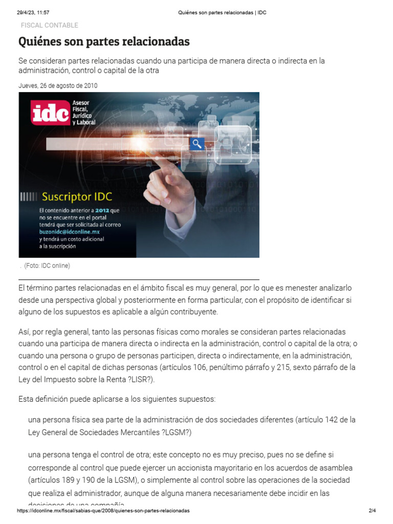 Quiénes son partes relacionadas _ IDC | PDF