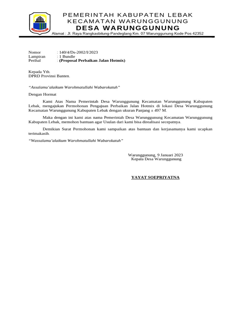Proposal Perbaikan Jalan Hotmix Pdf