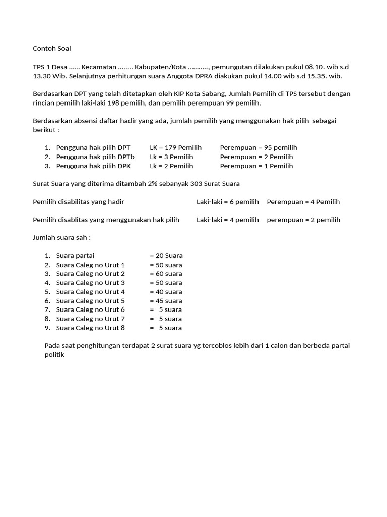 Contoh Soal Pengisian C1 | PDF