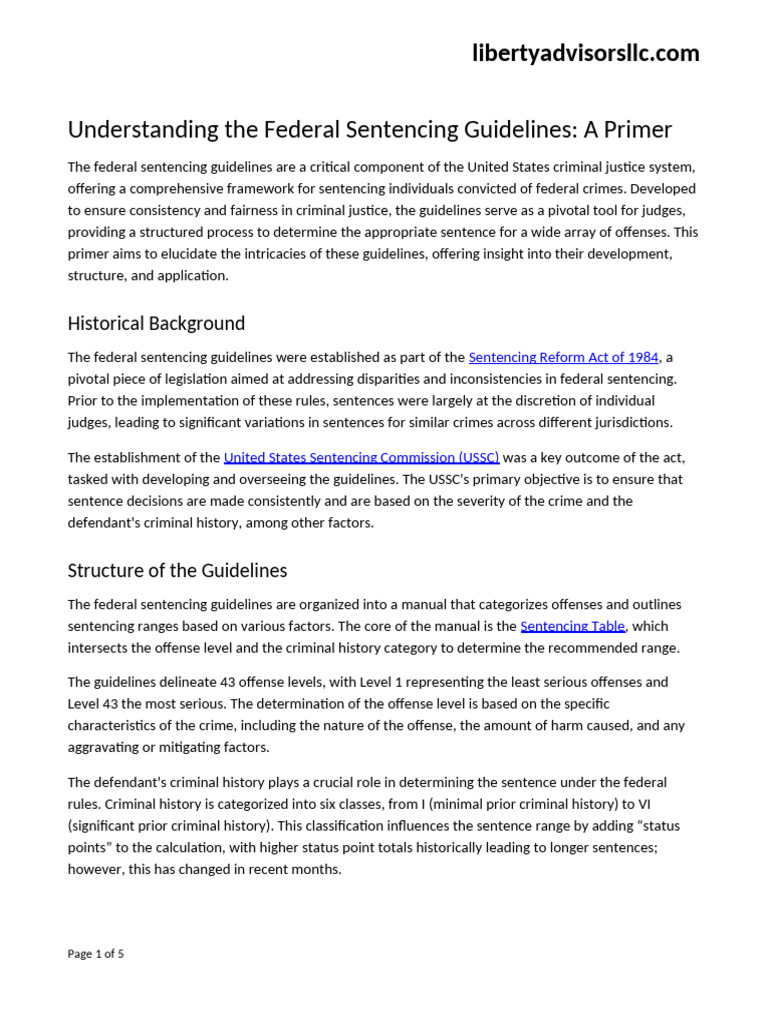 Liberty - 0324 - Understanding The Federal Sentencing Guidelines A Primer - v2 | PDF | United ...