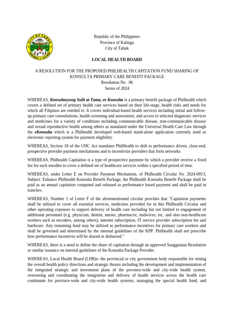 Phic Capitation Fund Sharing | PDF