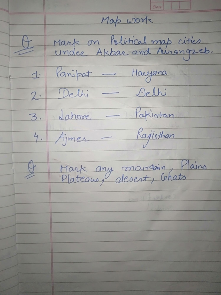 Class 7 SST Map Work For SA1 | PDF