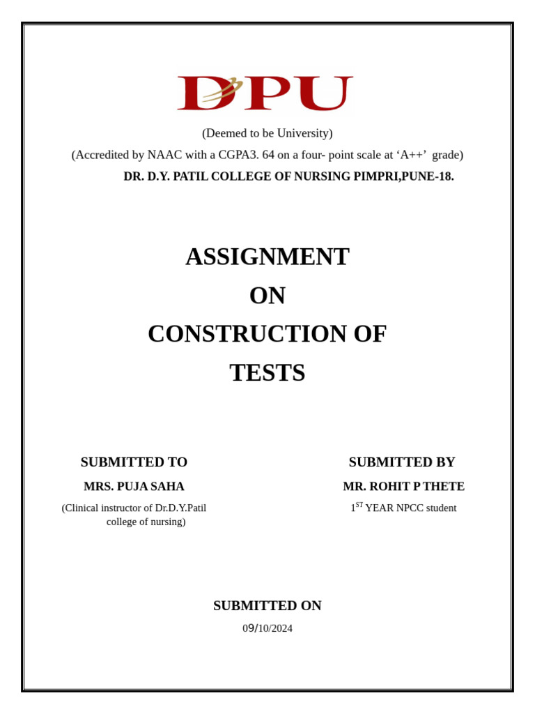 Assignment Construction Test Rohit | PDF