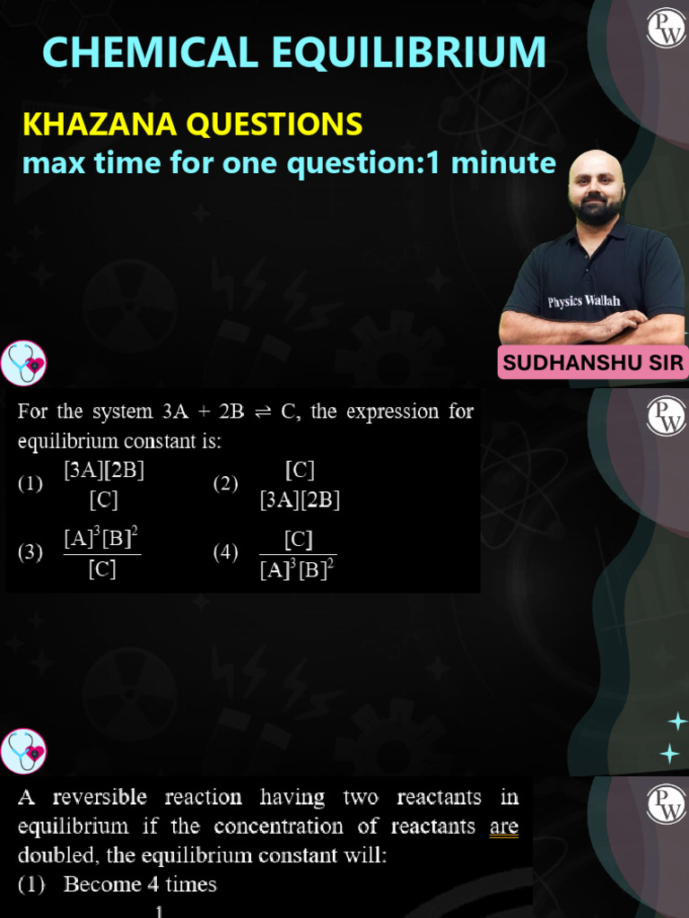 Khazana Questions (Chemical Equilibrium) | PDF