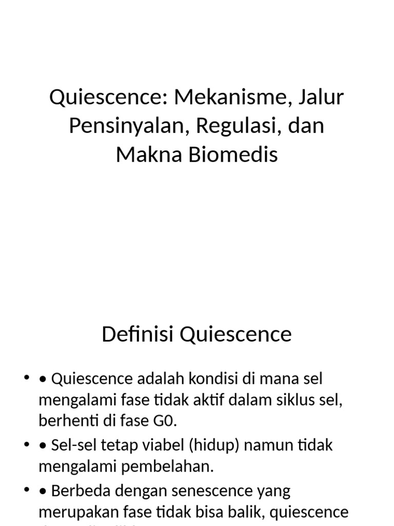 Quiescence Presentation | PDF
