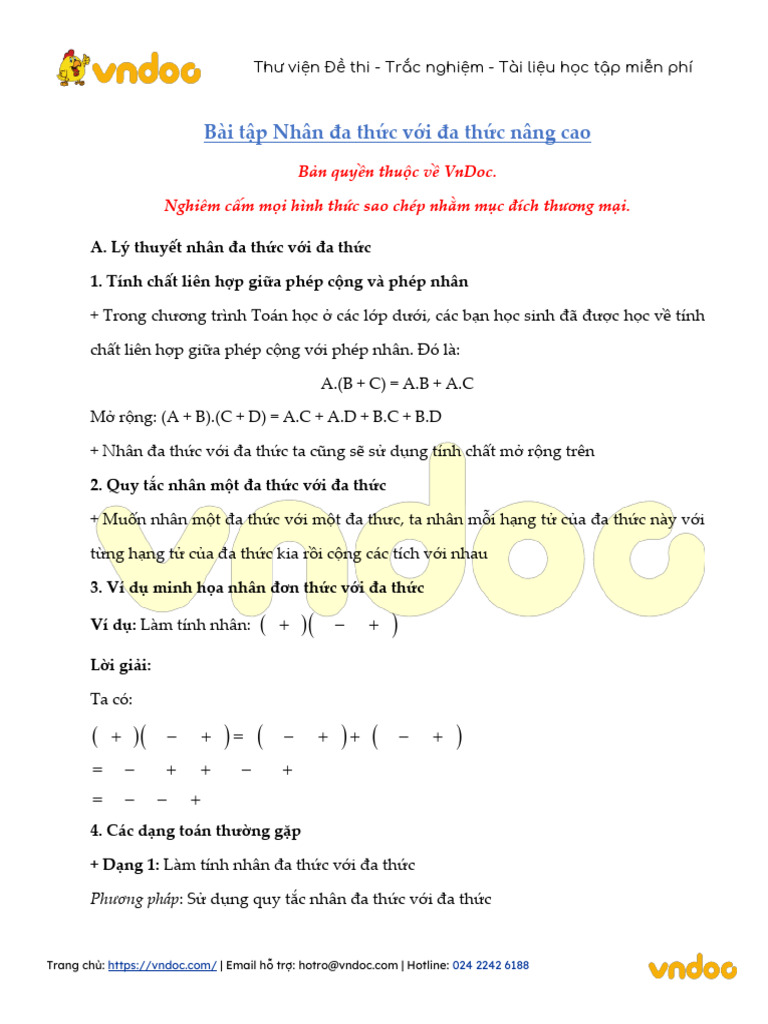 Bai Tap Nhan Da Thuc Voi Da Thuc Nang Cao | PDF
