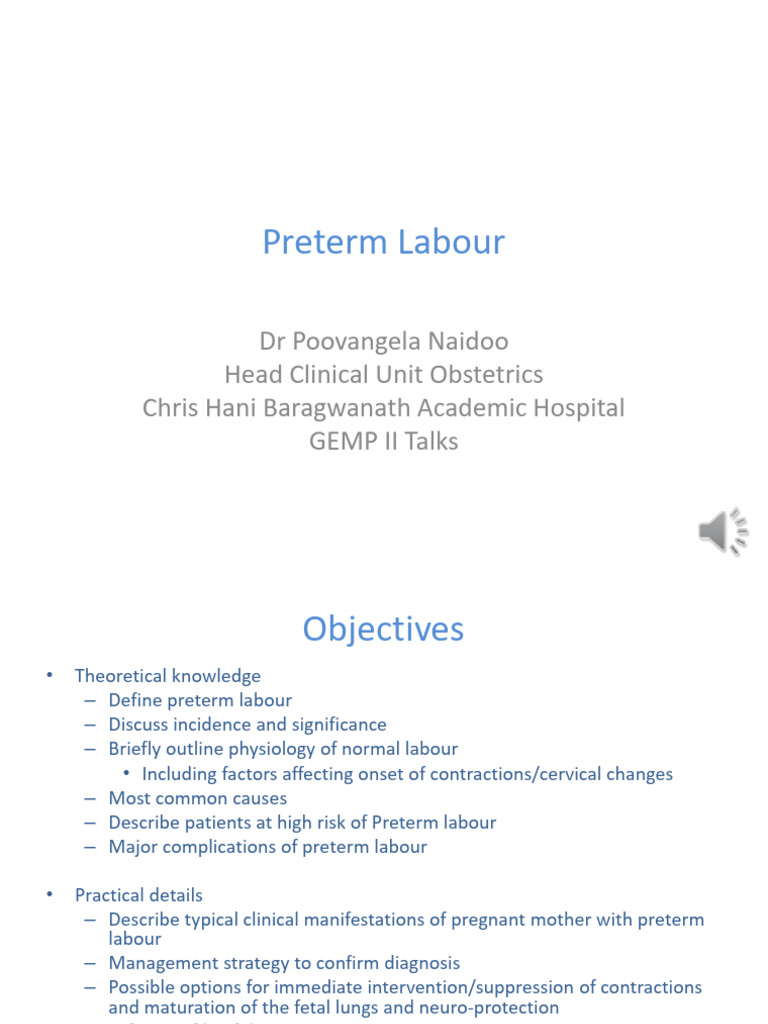 Lecture 1.0 - Preterm Labour Notes | PDF