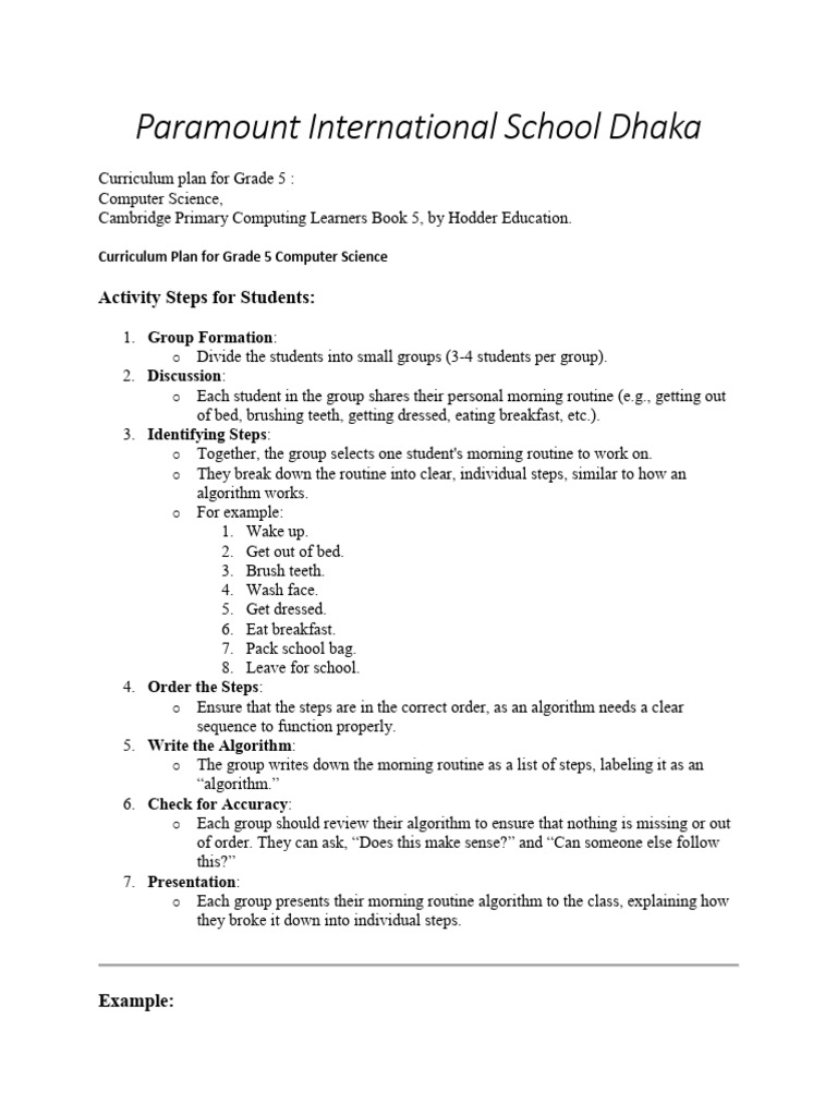Grade-5 Computoing Unit-1 Algorithm Activity - 1 | PDF