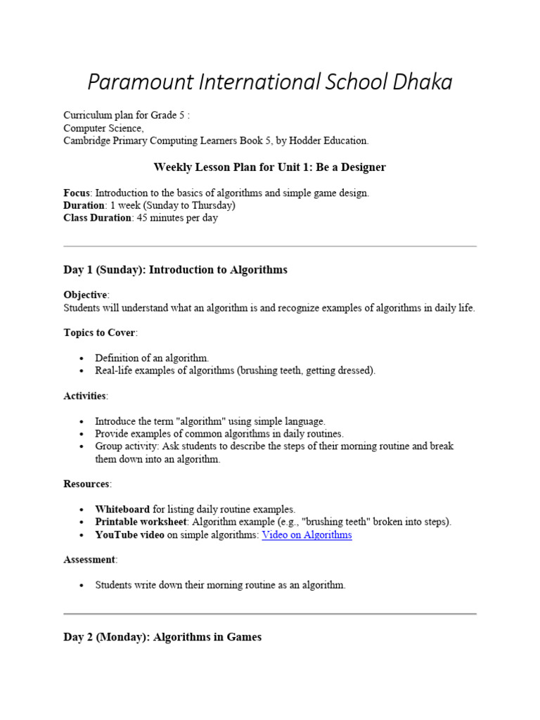 Grade-5 Computing Lesson Plan | PDF
