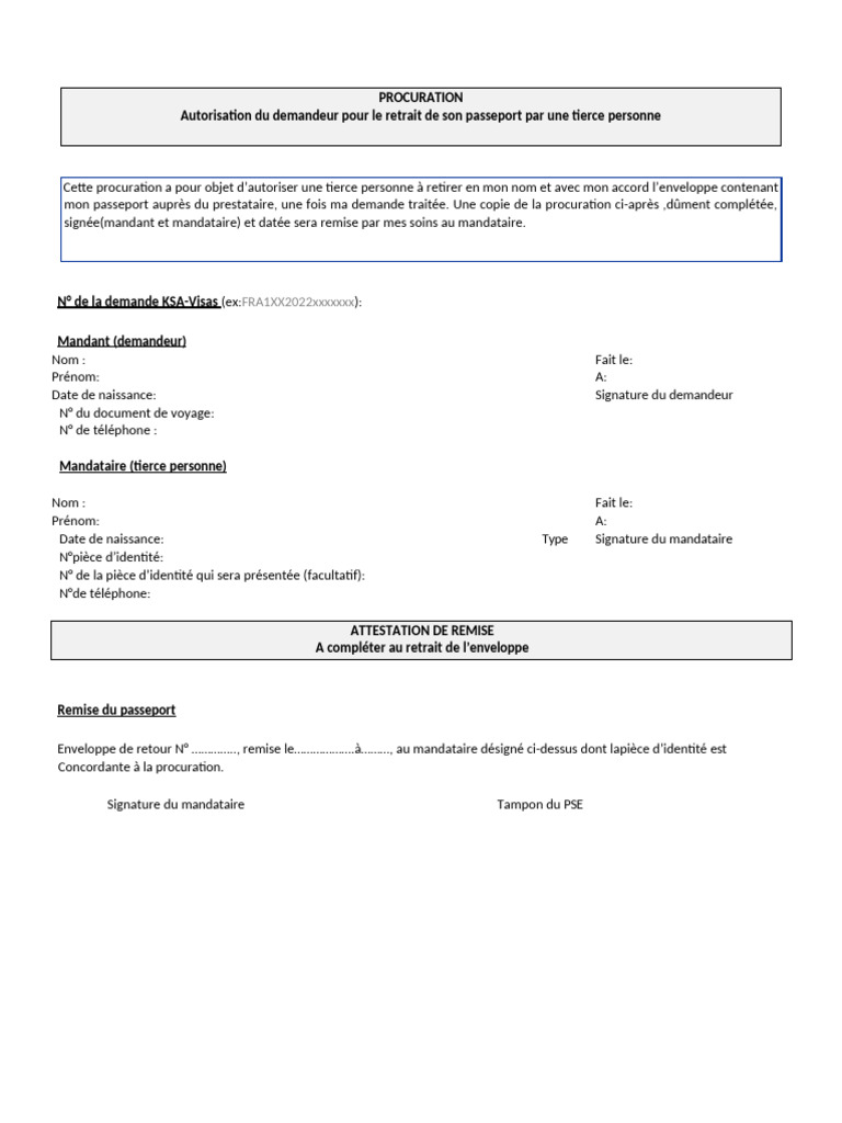 Procuration Pour Retrait Du Passeport-1 | PDF