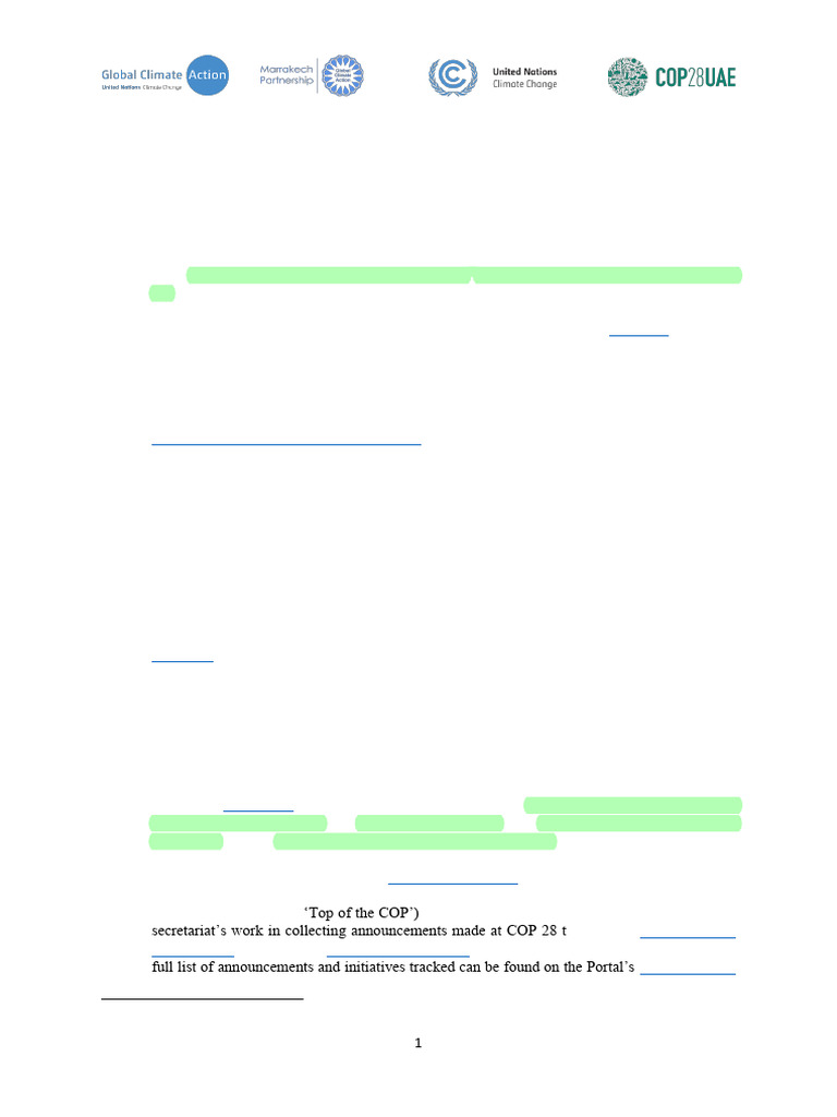 Summary GCA COP28 | PDF